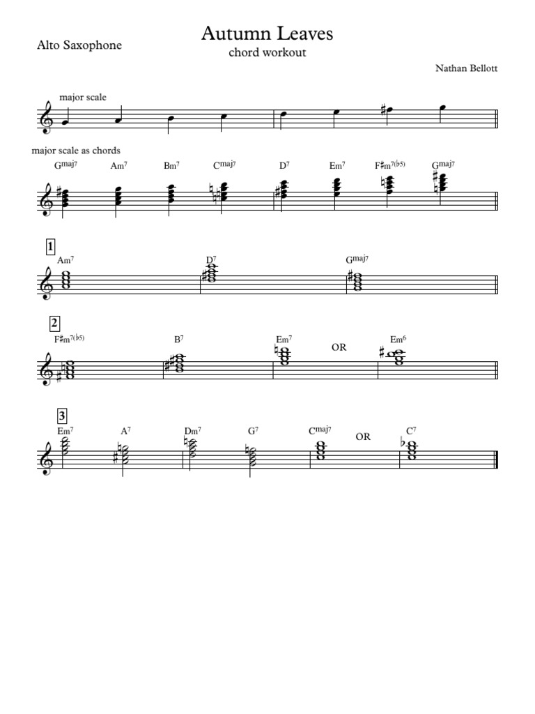 Autumn Leaves Chord Workout - Alto Saxophone | PDF