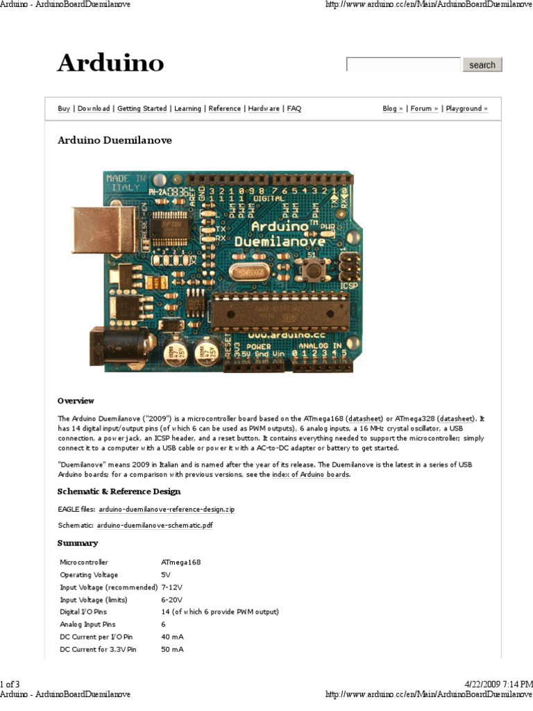 Arduino Duemilanove Overview Guide | PDF | Arduino | Manufactured Goods