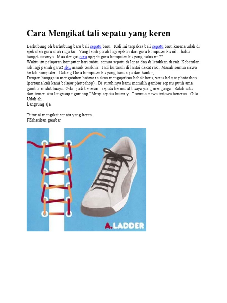 Tutorial Mengikat Tali Sepatu Keren | PDF