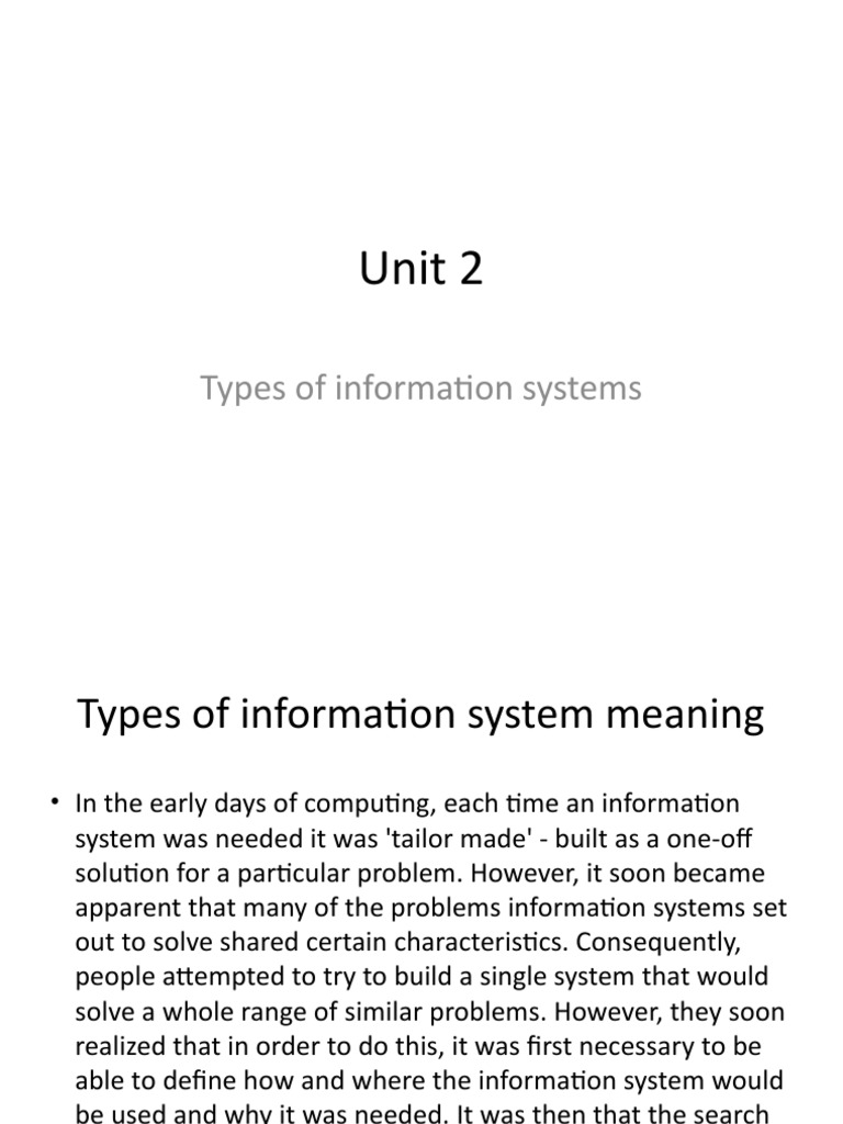Overview of Information Systems Types | PDF | Decision Support System ...