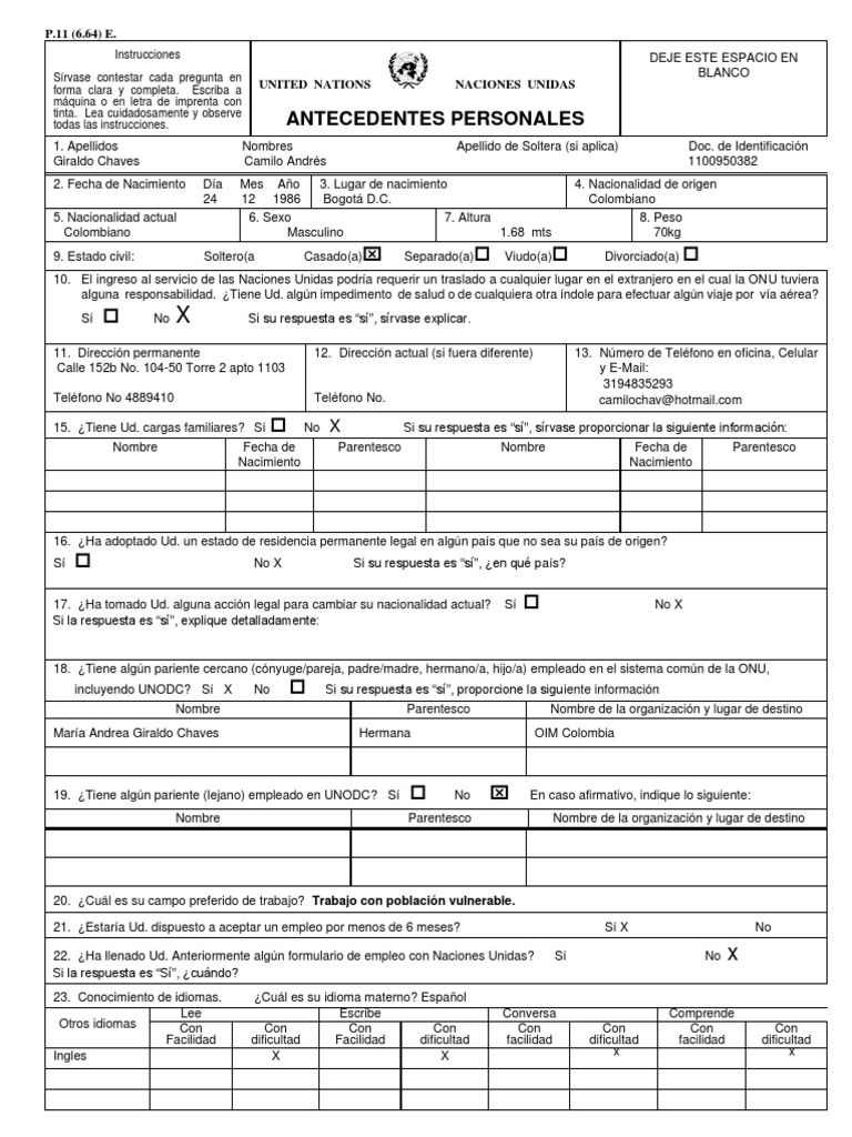 FORMATO - P11 ONU Actual | PDF | Centro de llamadas | Bogotá