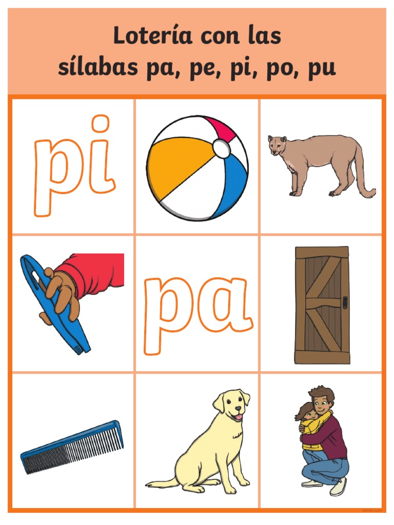 Lotería de sílabas para niños | PDF