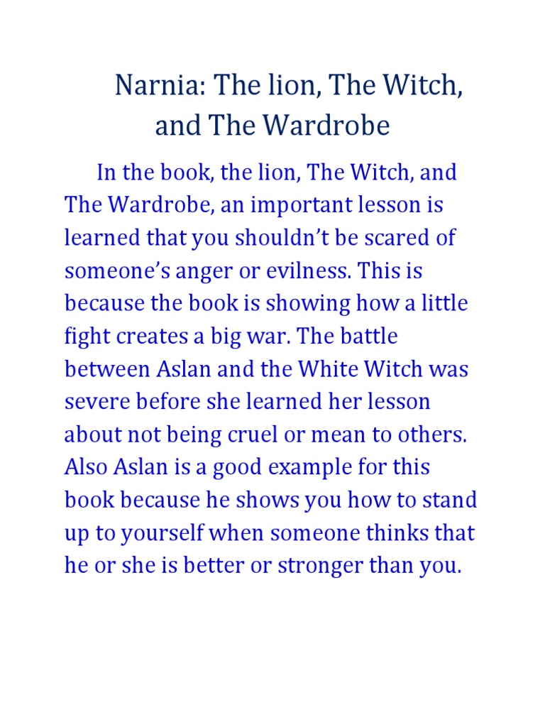 Narnia: The Lion, The Witch, and The Wardrobe | PDF | Aslan | The ...