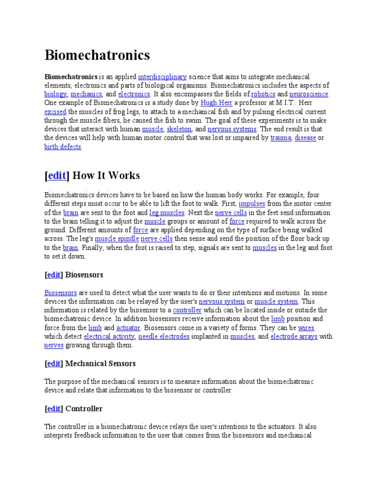 Biomechatronics: How It Works | PDF