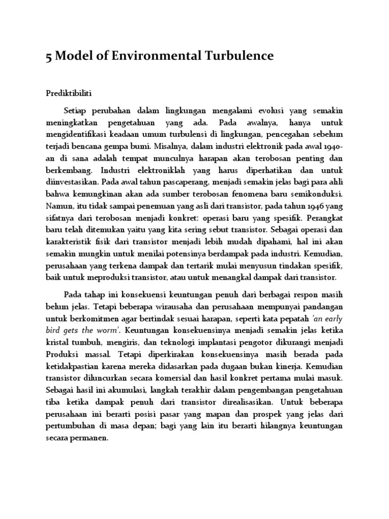 5 Model of Environmental Turbulence | PDF