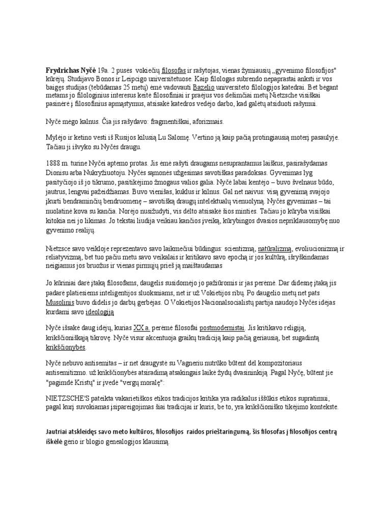 Frydrichas Nyčė | PDF