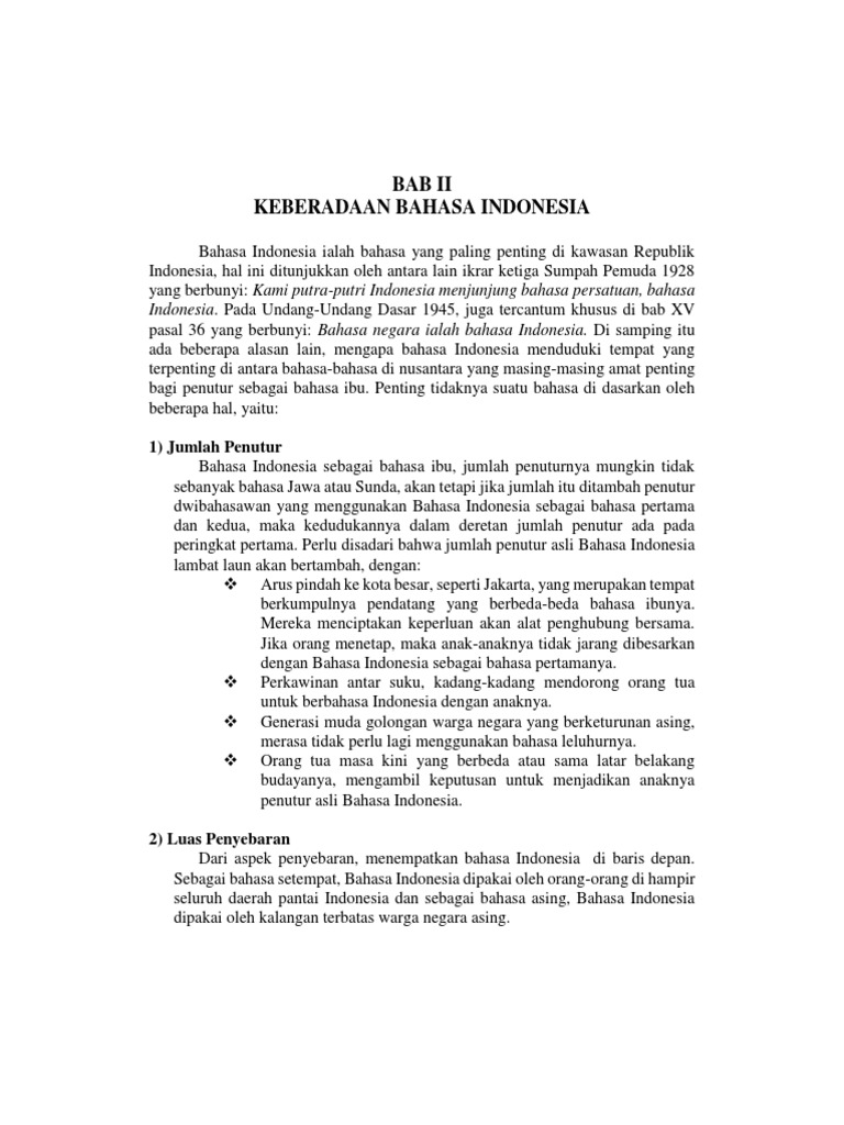 Bi Bab 2. Keberadaan Dan Fungsi Bahasa Indonesia | PDF | Seni & Disiplin Bahasa