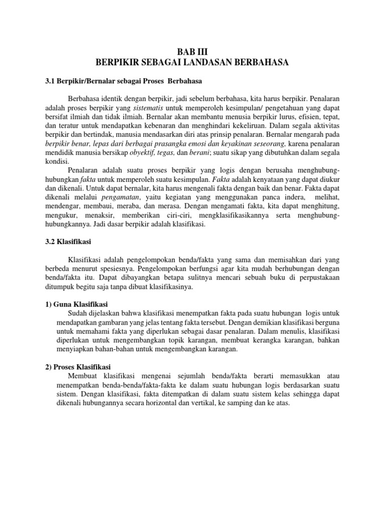 Bi Bab 3 Berpikir Sebagai Landasan Berbahasa | PDF | Karier & Perkembangan | Pengembangan Diri