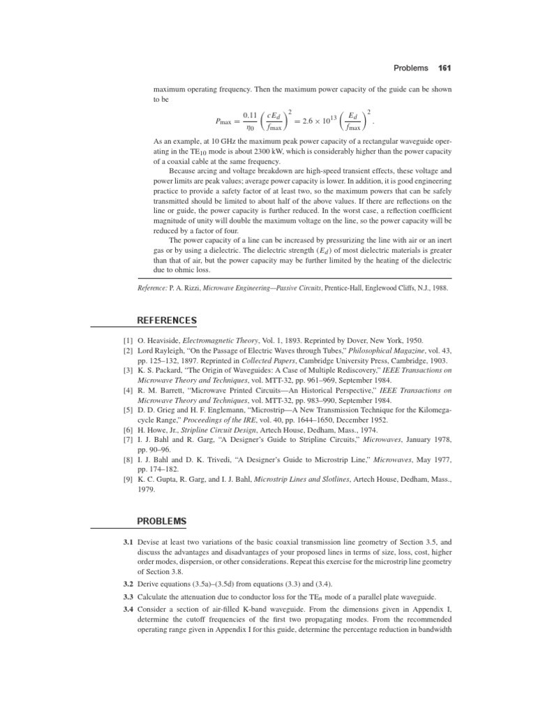 Pozar 4ed Prob-Ch3 | PDF | Waveguide | Transmission Line