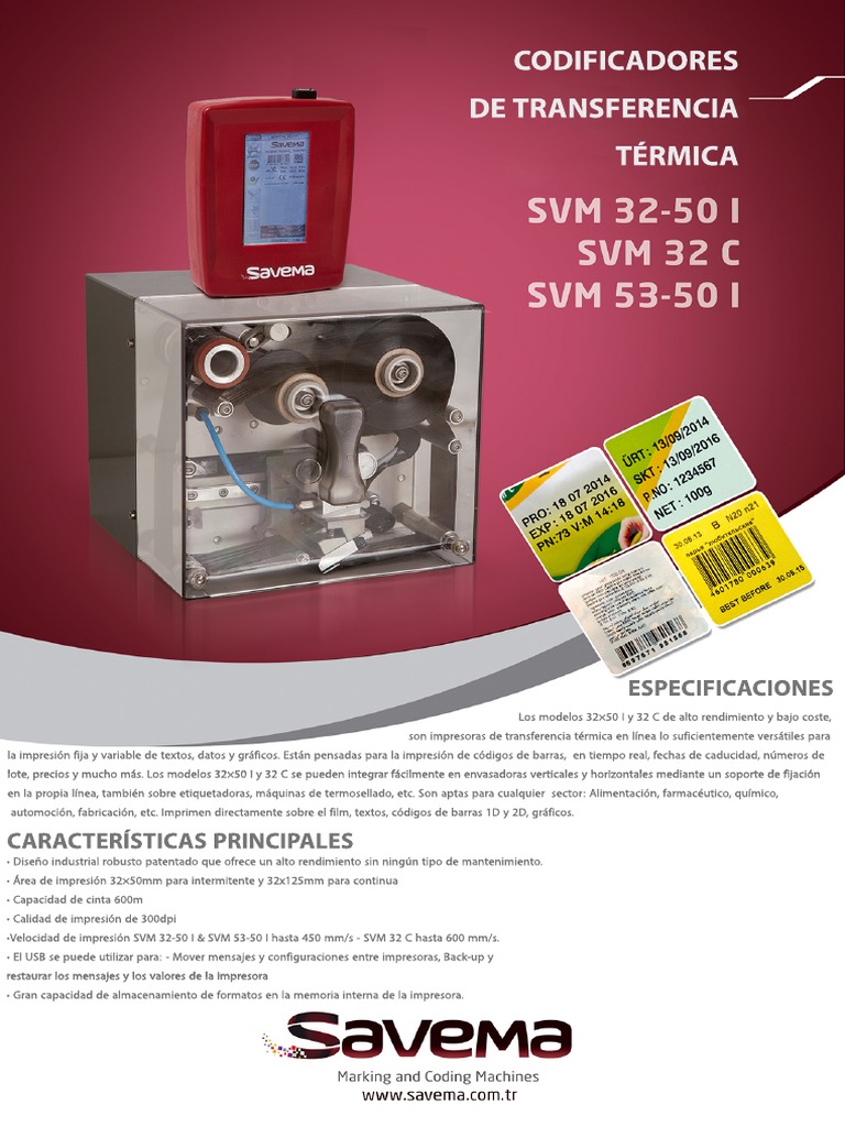 Impresoras Savema 32×50 I y 32 C | PDF