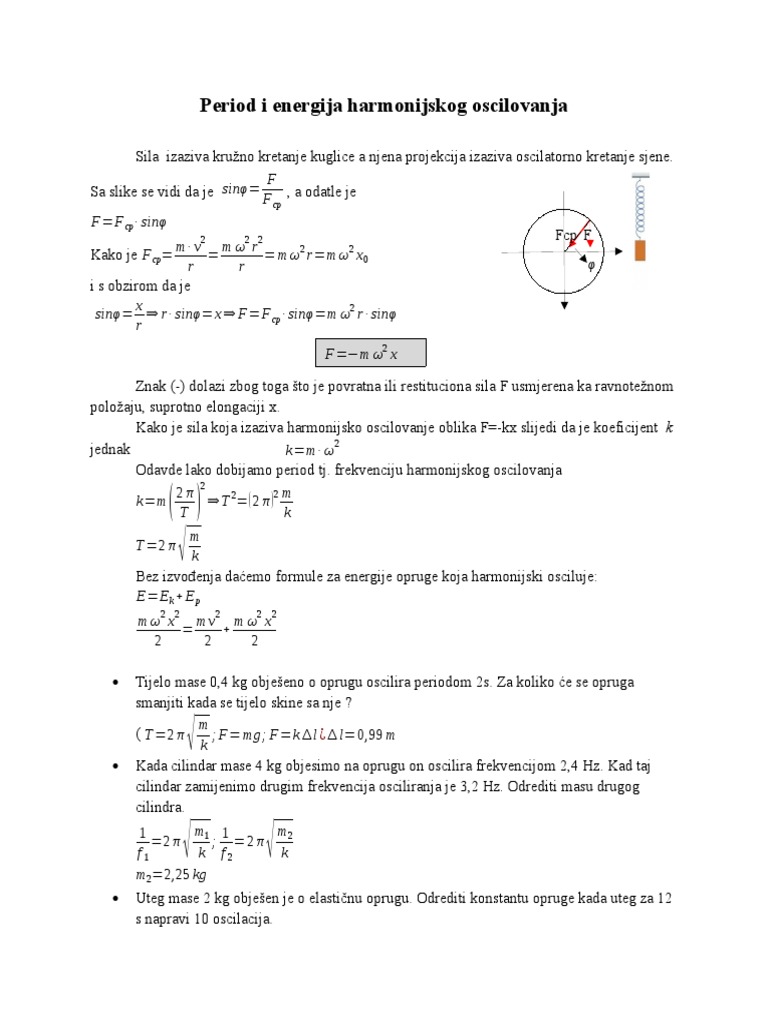 0003 Period I Energija Harmonijskog Oscilovanja | PDF