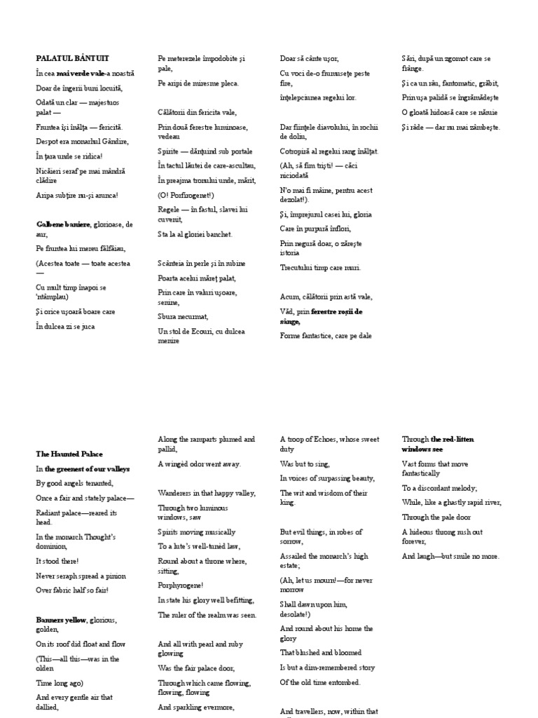 PALATUL BÂNTUIT - The HAUNTED PALACE | PDF
