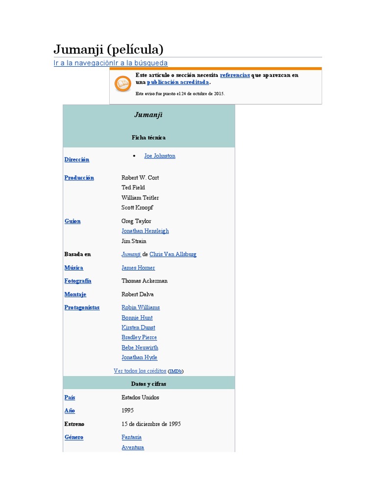 Jumanji | PDF | Ocio | Cine