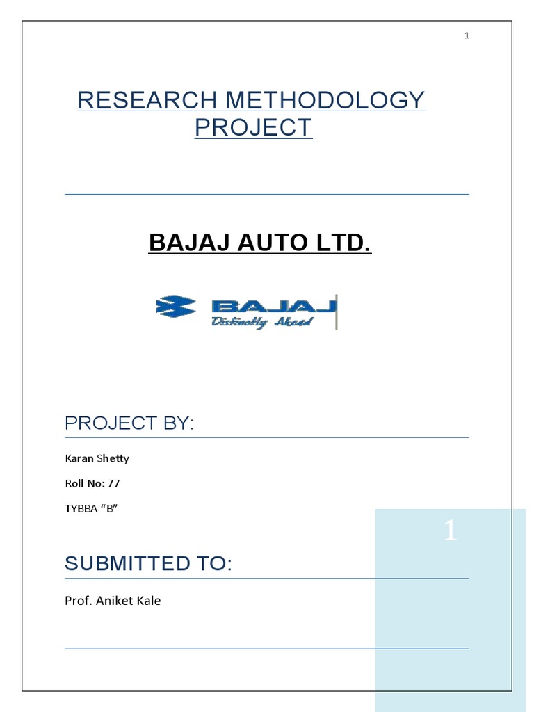 Research Methodology Project: Bajaj Auto LTD | PDF | Survey Methodology ...