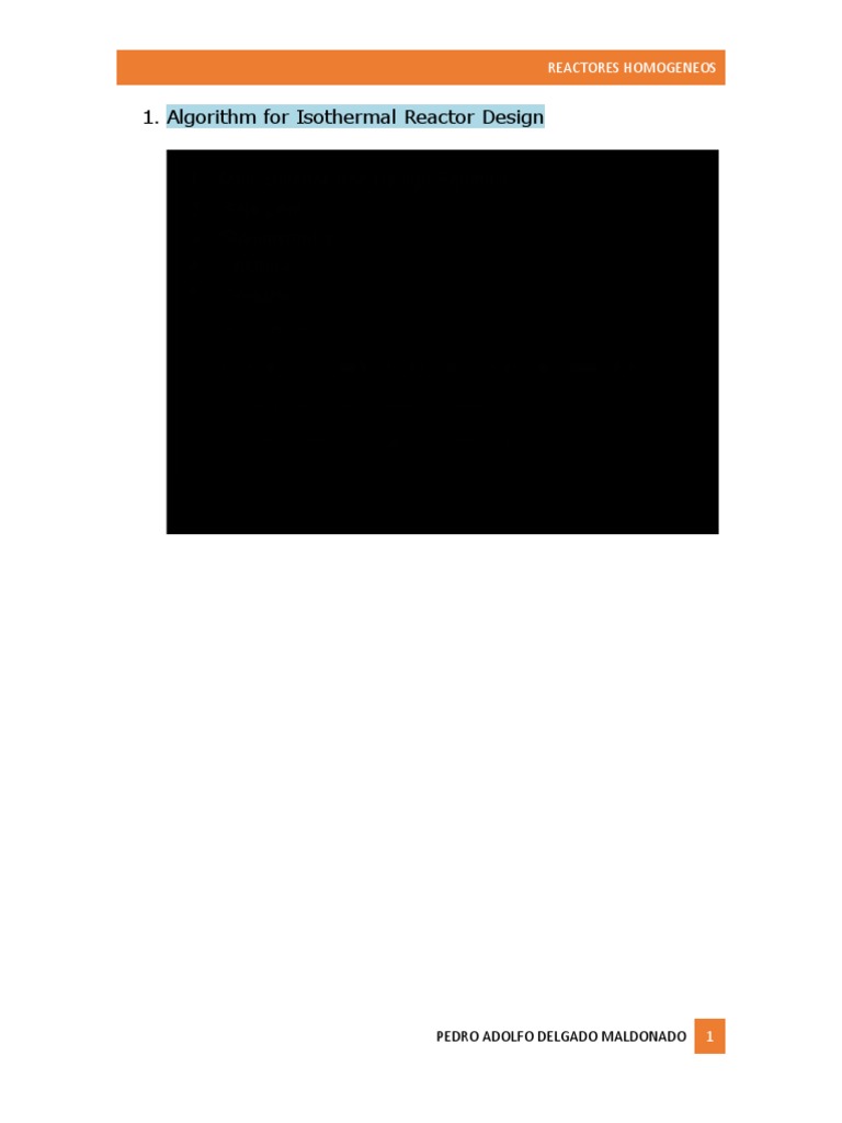 Algorithm For Isothermal Reactor Design-Ejemplos | PDF | Chemical ...