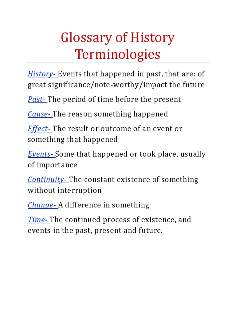 History Terminology Glossary | PDF | Career & Growth