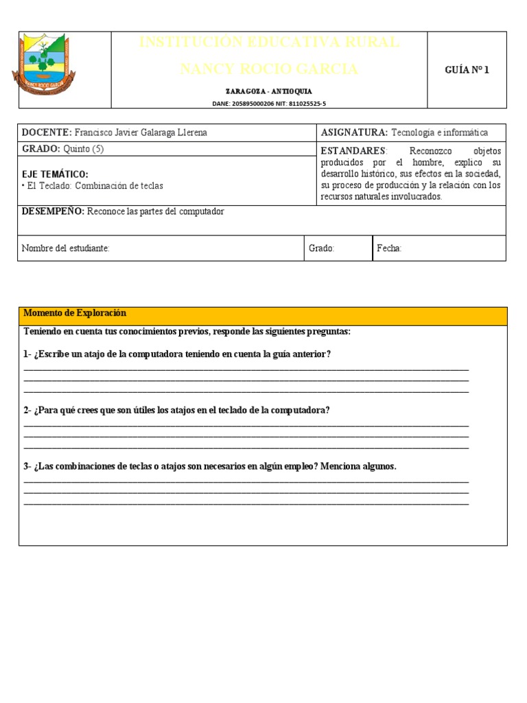 Combinaciones de Teclas para Niños | PDF | Atajo de teclado | Ciencias ...