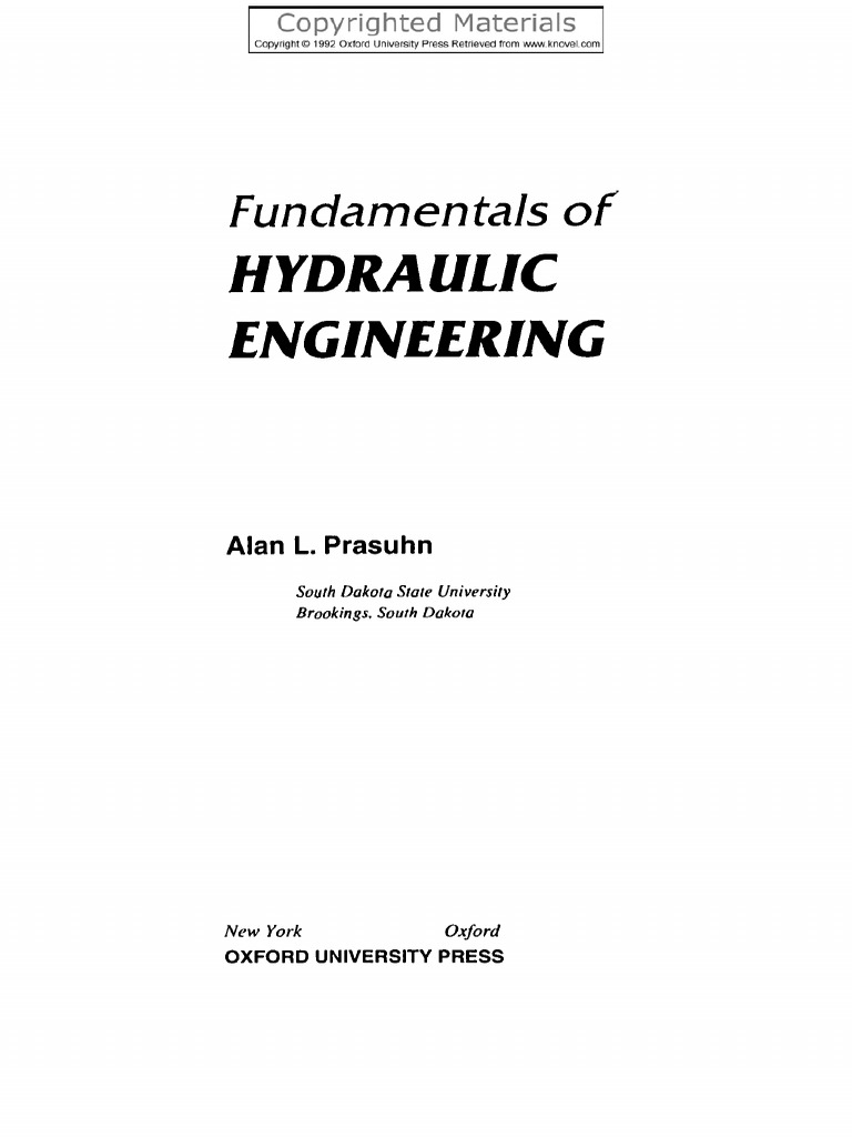 Fundamentals of Hydraulic Engineering by Prasuhn, Alan L. | PDF ...