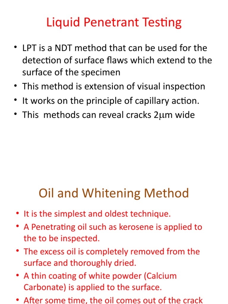 Liquid Penetrant Testing: A Guide to the Principles, Process, Types of ...