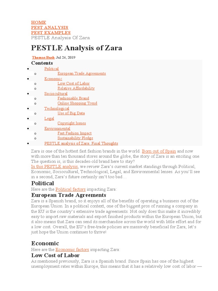PESTLE Analysis of Zara: Political | PDF | Online Shopping | Sustainability