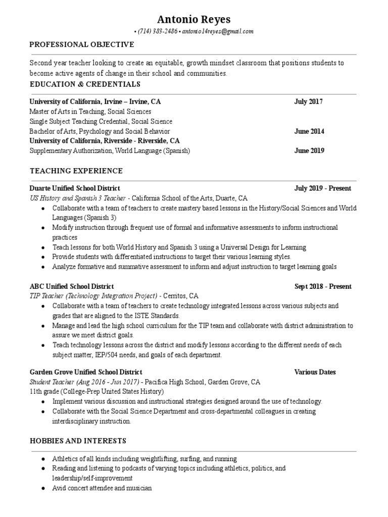 Ar Resume 2021 | PDF | Differentiated Instruction | Teachers