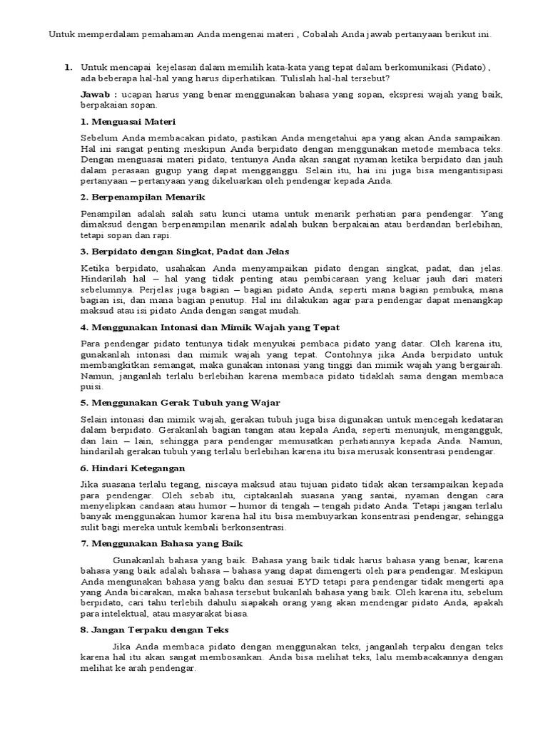 Teknik Berpidato yang Efektif | PDF | Karier & Perkembangan | Seni ...