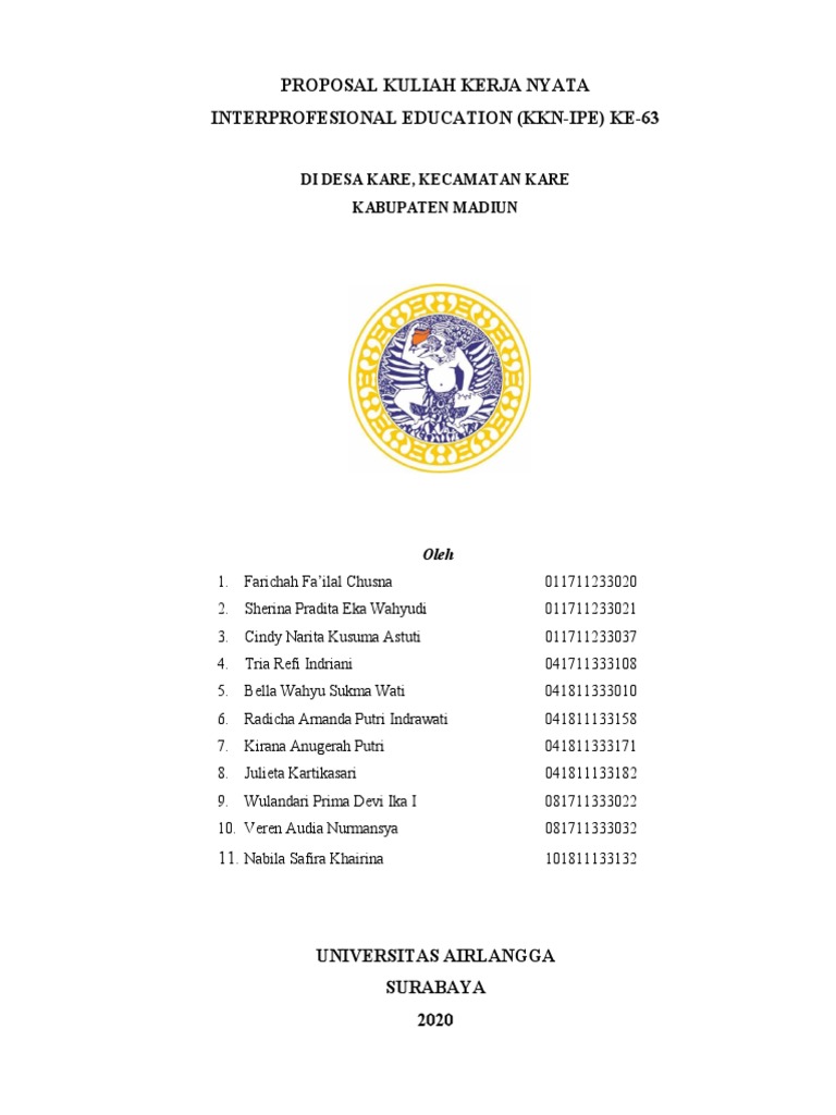 Proposal Kuliah Kerja Nyata Interprofesional Education (Kkn-Ipe) Ke-63 | PDF