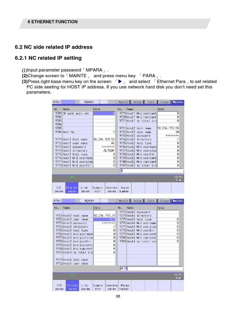 Procedimento Ethernet - M70 | PDF | Ip Address | File Transfer Protocol