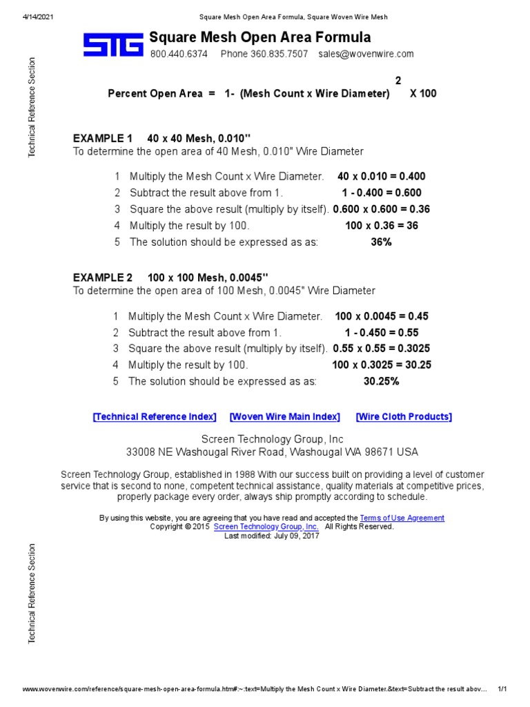 Square Mesh Open Area Formula, Square Woven Wire Mesh | Download Free ...