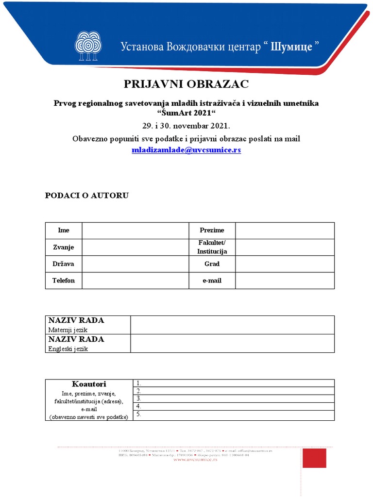 Prijavni Obrazac | PDF