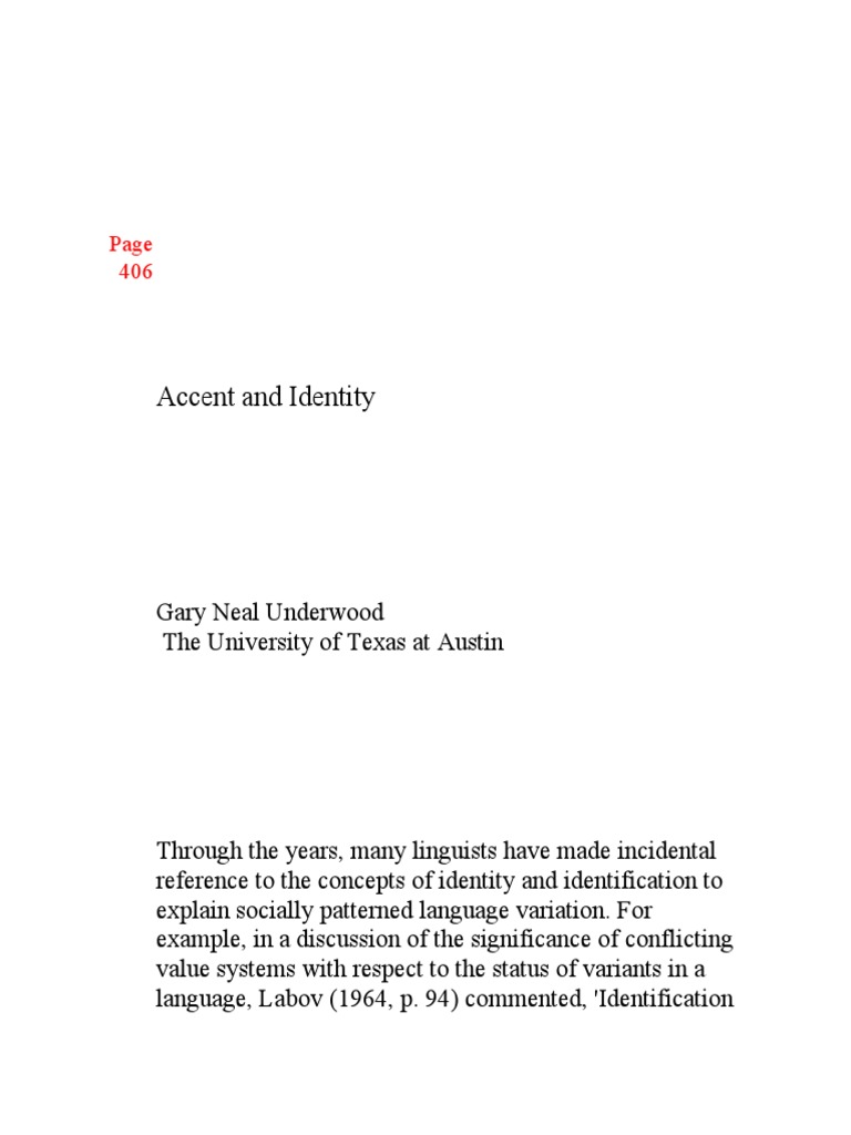 Accent and Identity | PDF | Identity (Social Science) | Accent ...