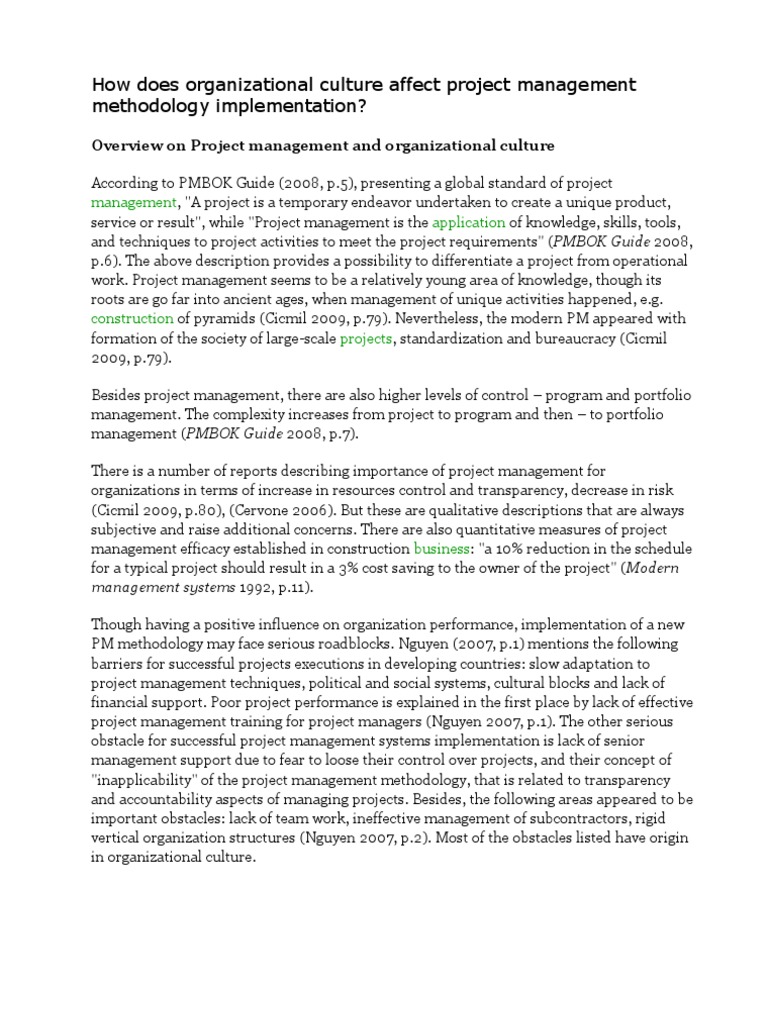 How Does Organizational Culture Affect Project Management Methodology ...