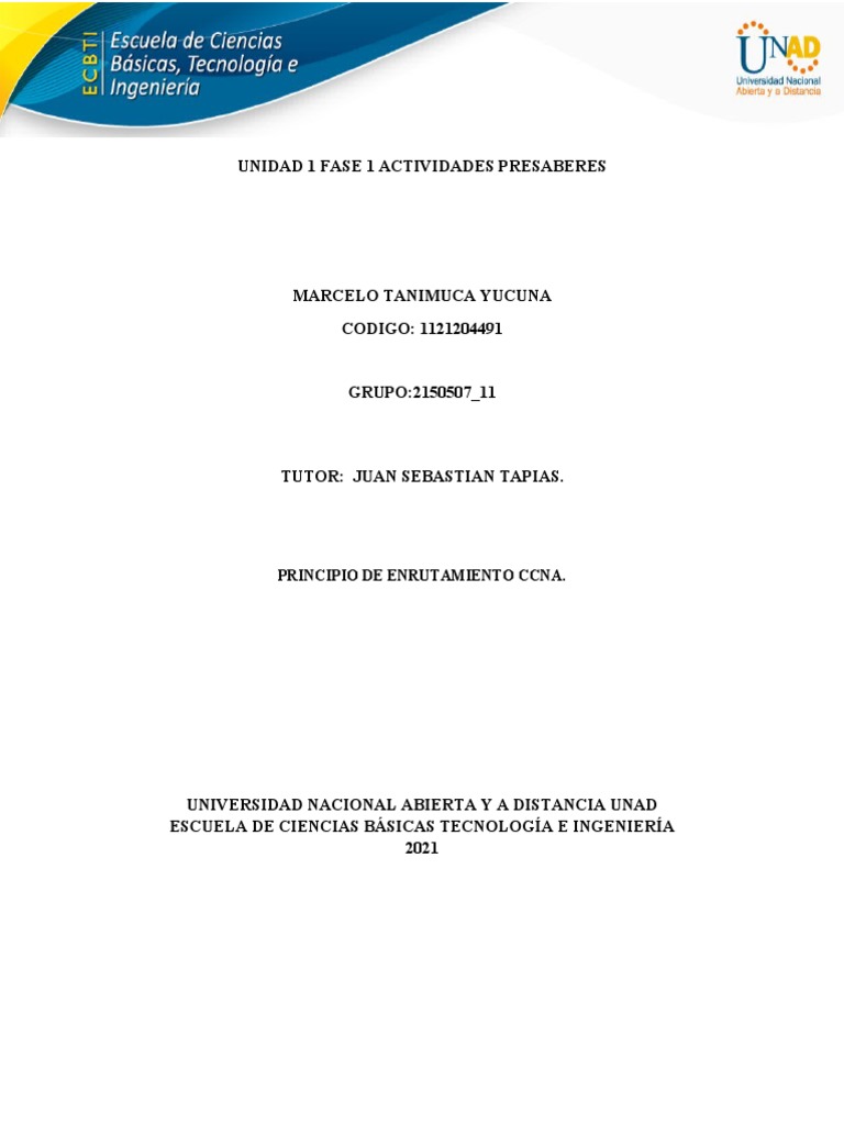 Unidad 1 Fase 1 Actividades Presaberes | PDF