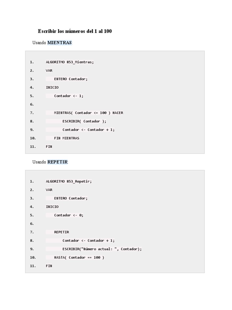 Ejemplos Resueltos en Algoritmos Uso de Mientras | PDF | Ingeniería Informática | Ciencias de la ...