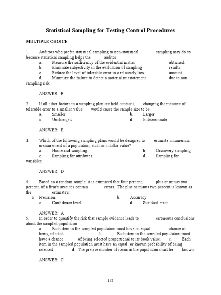 Statistical Sampling in Audit Control Testing | PDF | Statistics ...