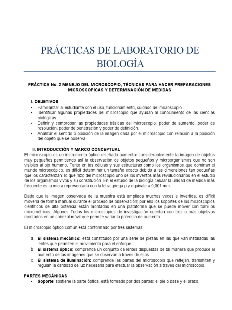 Guía de Trabajo 2. Microscopio y Medidas-Con Notas | PDF | Microscopio ...