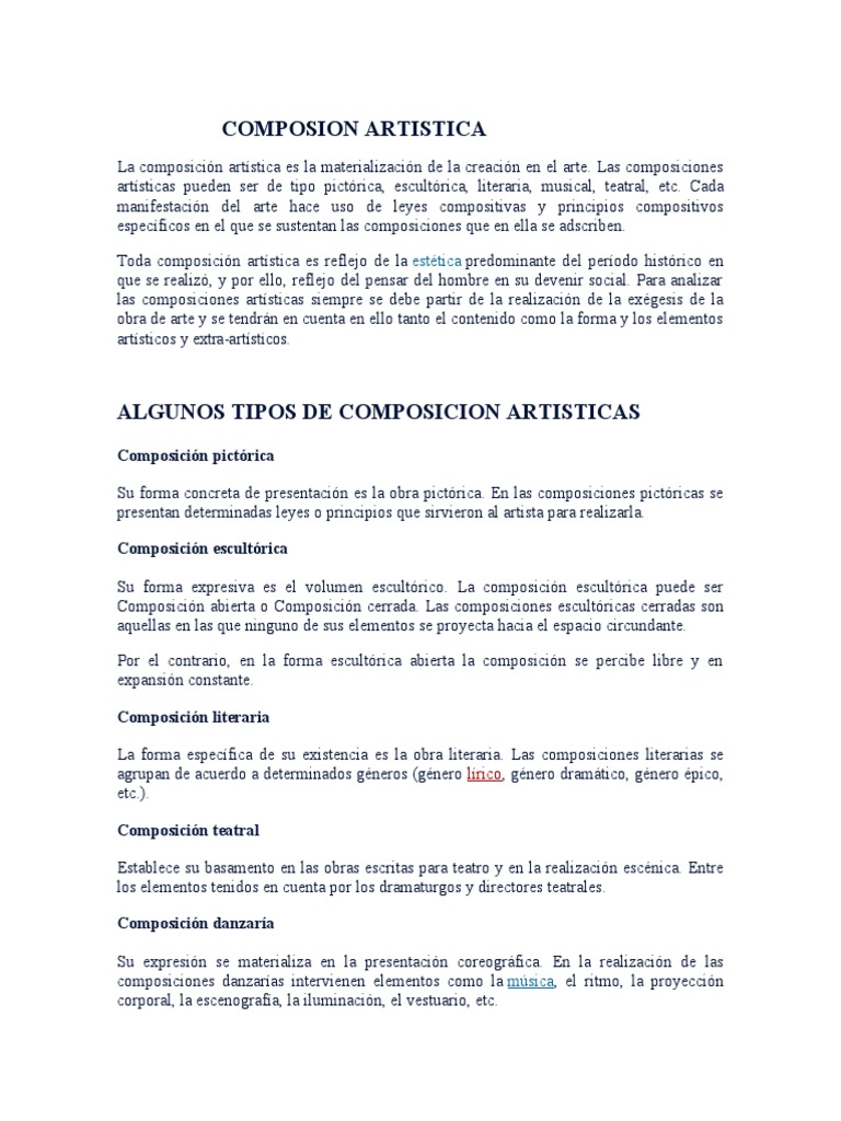 Composición Artística: Tipos y Principios | PDF | Composición (artes ...
