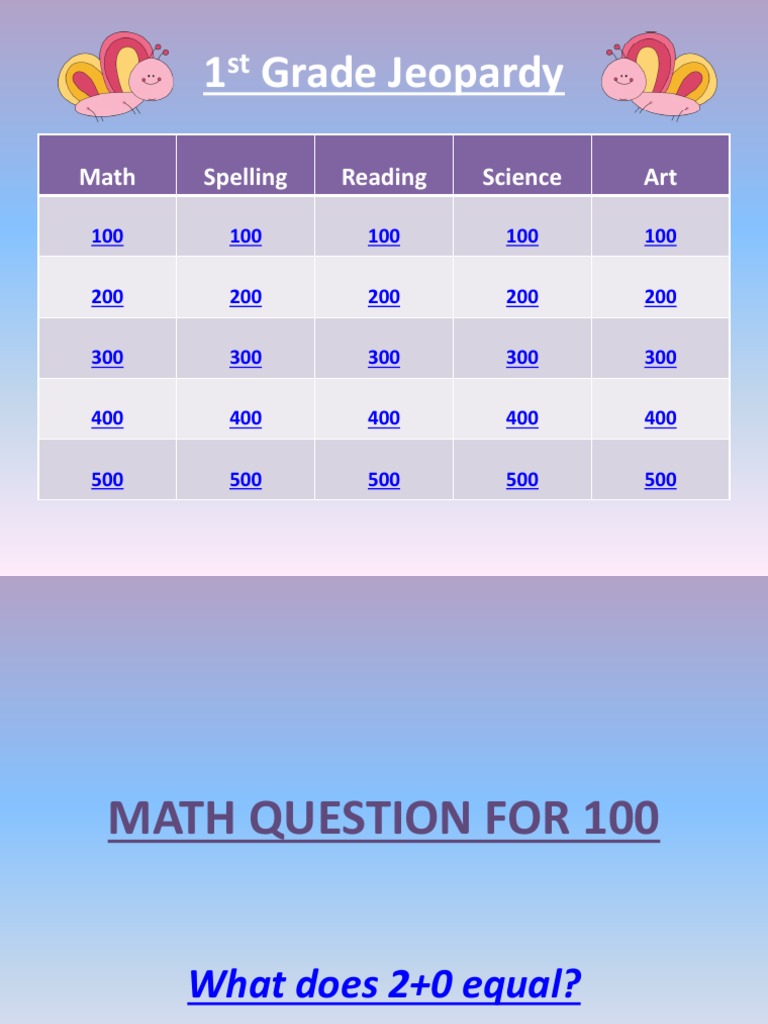 1st Grade Jeopardy Game Questions | PDF | Nature