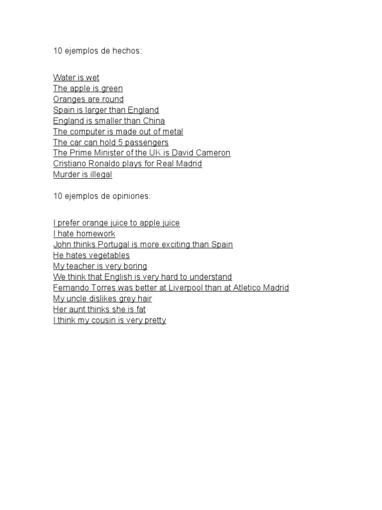 10 Ejemplos de Hechos | PDF