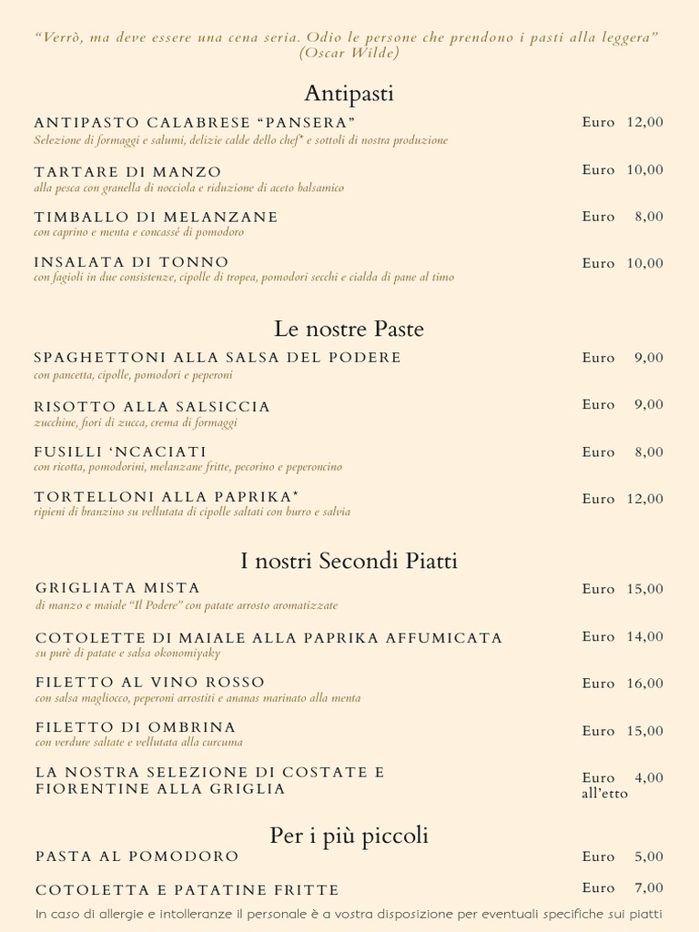 Menu Ristorante | PDF