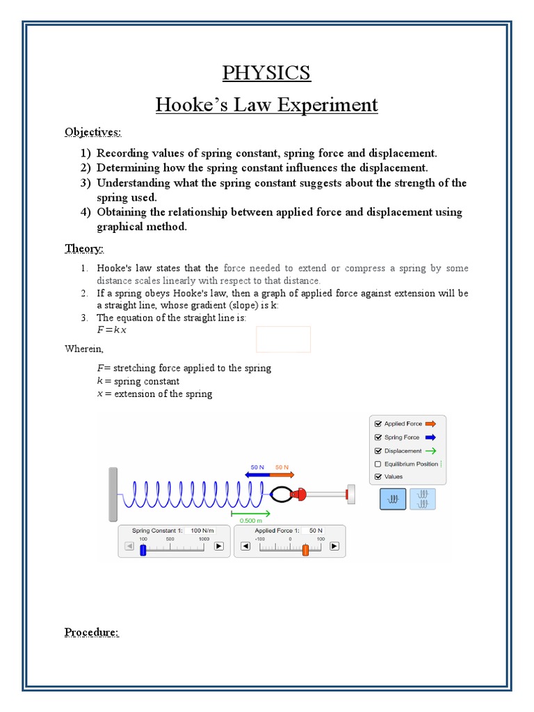 Hooke's Law and The Spring Constant | Download Free PDF | Force | Physics
