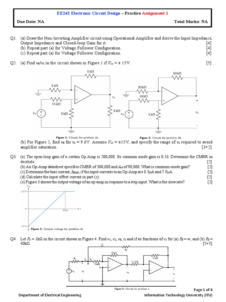 Practice Assignment1-Electronic Circuit Design | PDF | Operational Amplifier | Amplifier