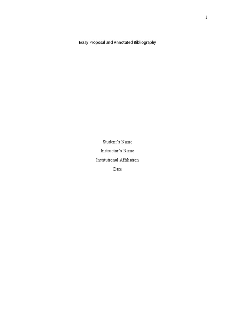 Essay Proposal and Annotated Bibliography - Chicago - Format | PDF ...
