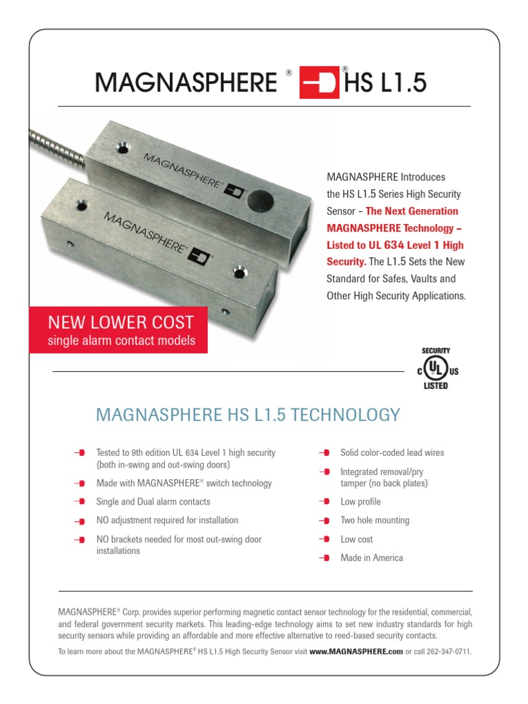MAGNASPHERE HS-L1-5 Dual and Single Product Sheet | PDF | Bank Vault ...