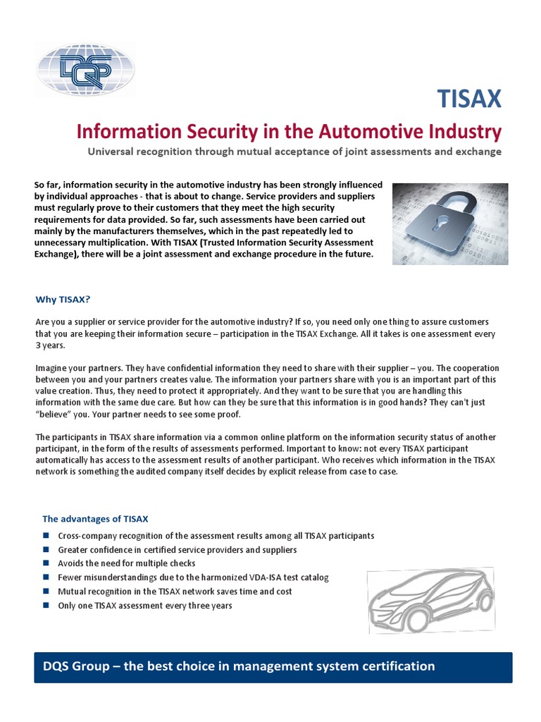 TISAX: Secure Data Exchange for Auto Industry | PDF | Information ...