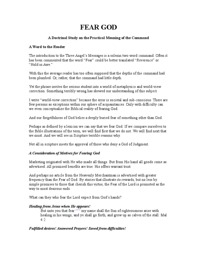 Understanding the Fear of God | PDF
