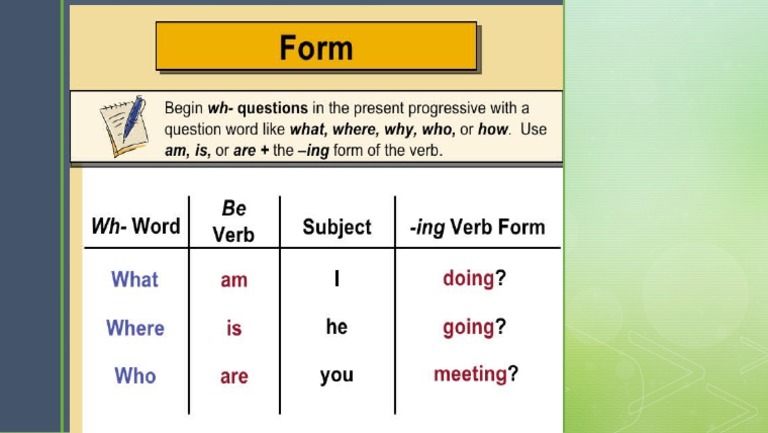 Present Progressive - WH Questions | PDF