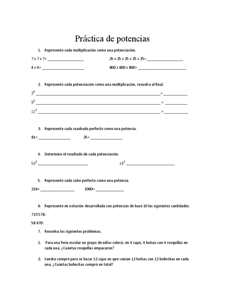 Práctica de Potencias | PDF