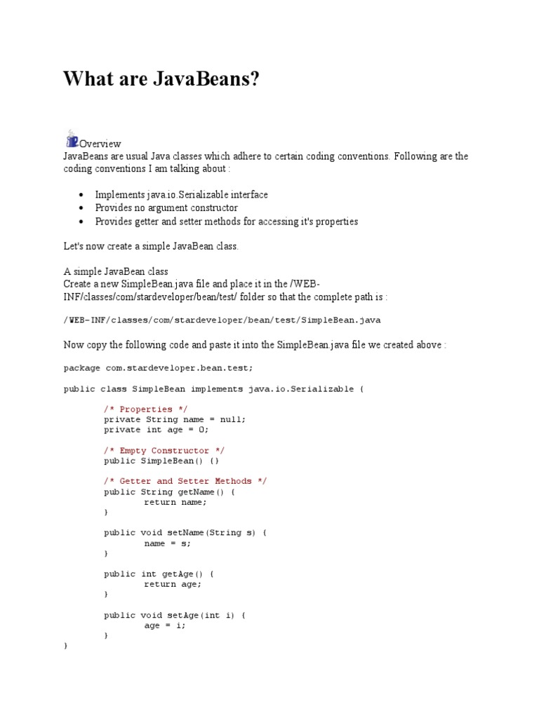 What Are JavaBeans | PDF | Common Object Request Broker Architecture | Class (Computer Programming)