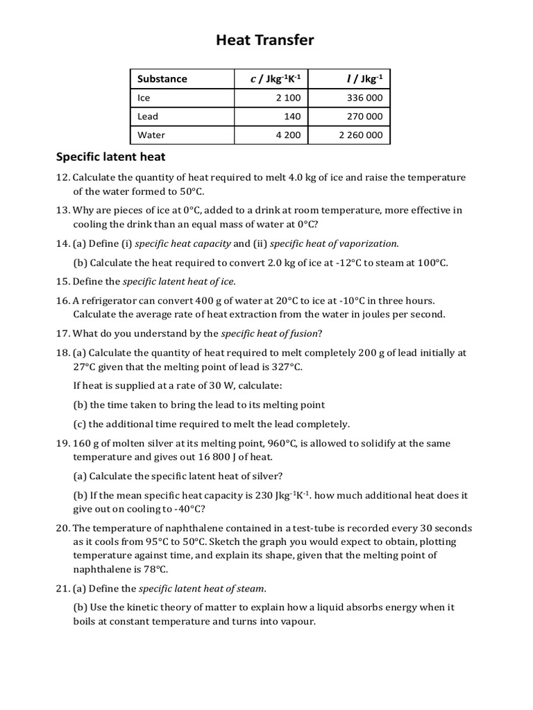 Heat Transfer Worksheet-3 | PDF